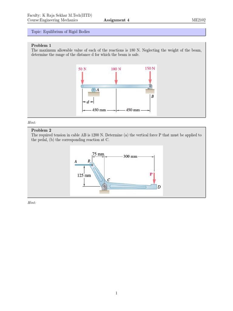 Engineering Mechanics Assignment 4 PDF | PDF