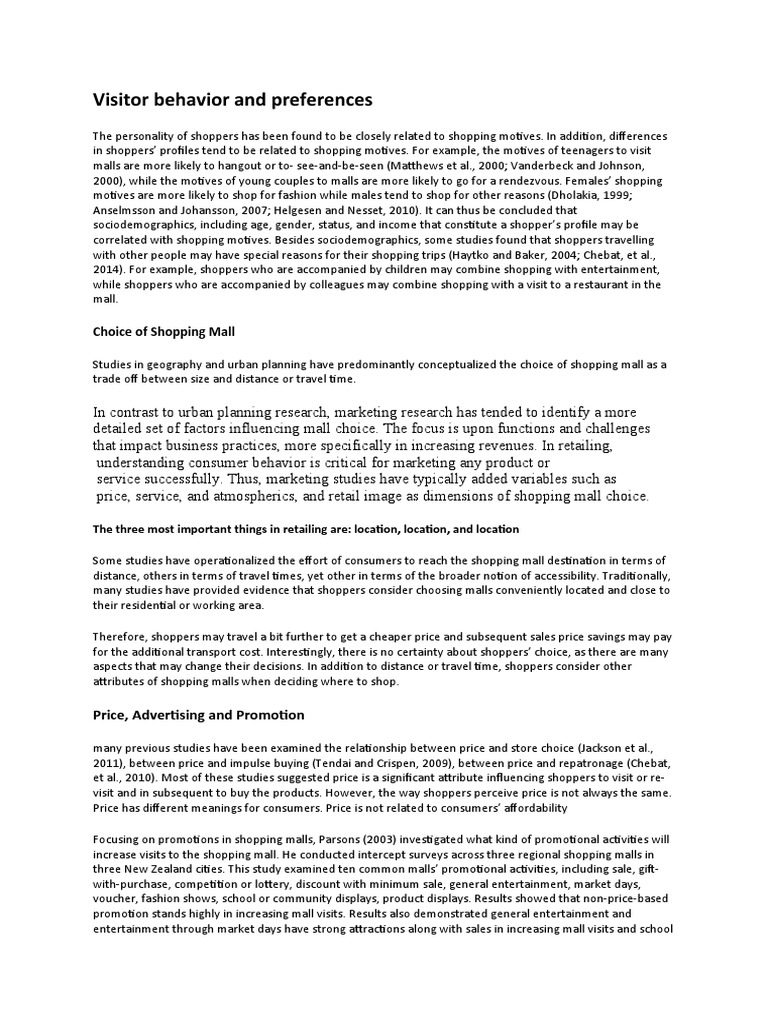 Visitor Behavior and Preferences | PDF | Retail | Shopping Mall