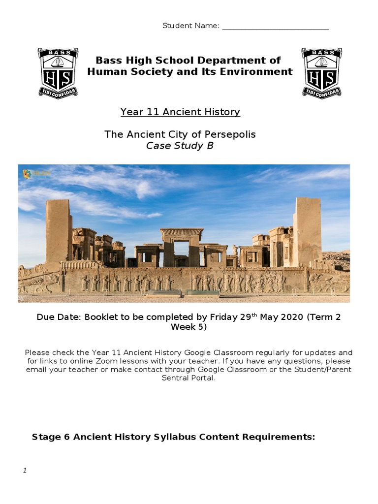 Persepolis: Year 11 Case Study Guide | PDF | Achaemenid Empire | Cyrus ...