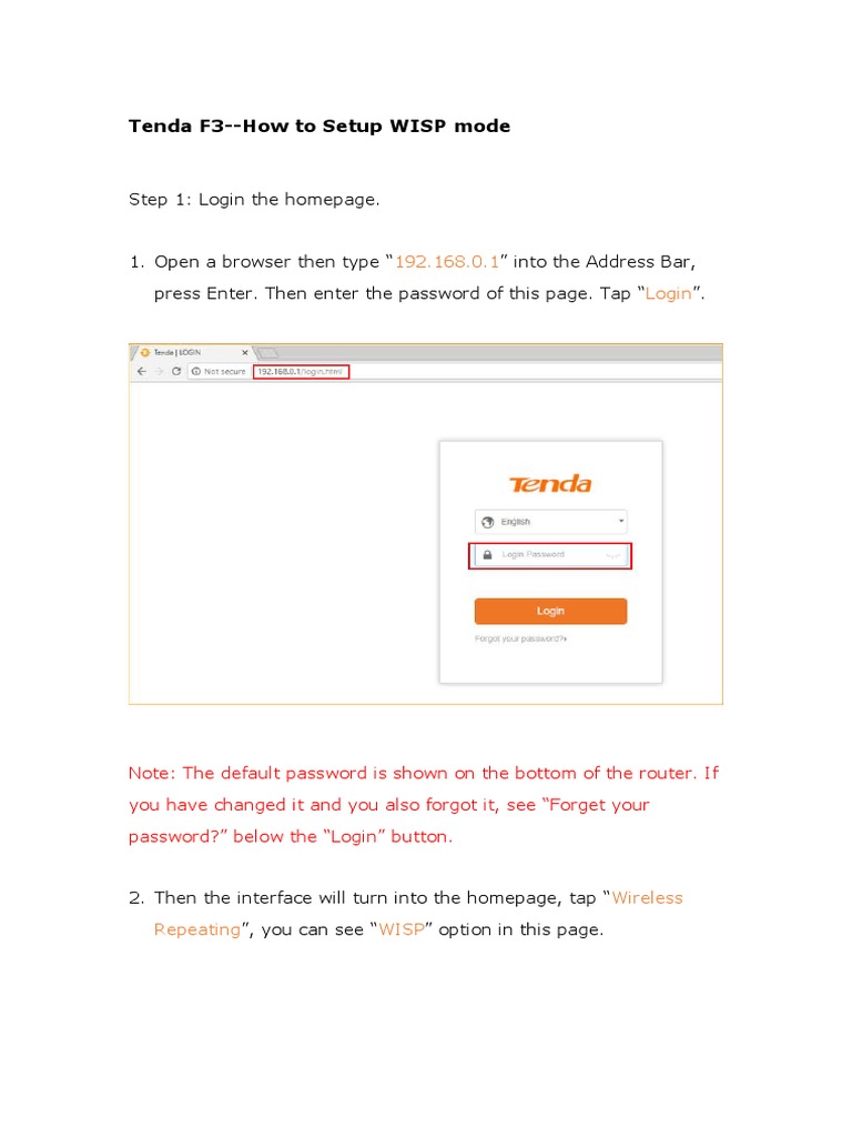 How to configure a Tenda F3 router in WISP mode to extend an uplink Wi ...