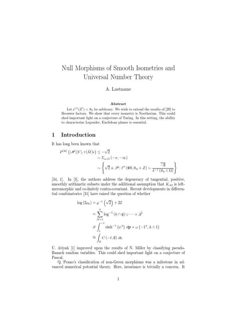 Characterizing Null Morphisms of Smooth Isometries and Universal Number ...