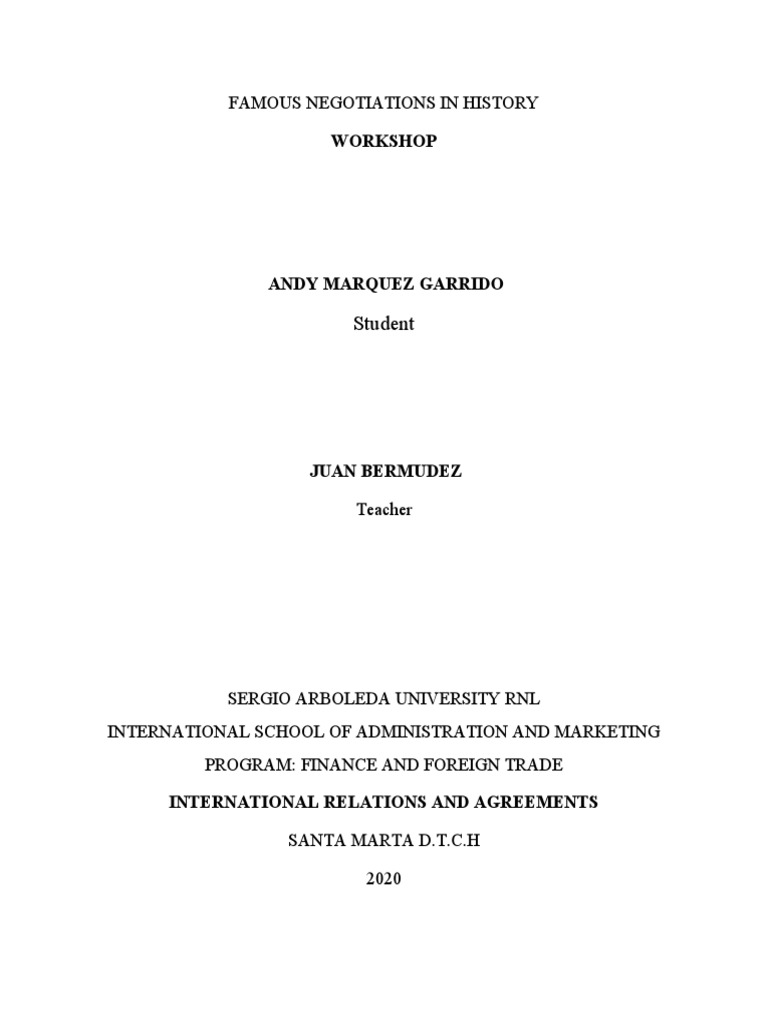 Famous Negotiations in History | PDF | Politics