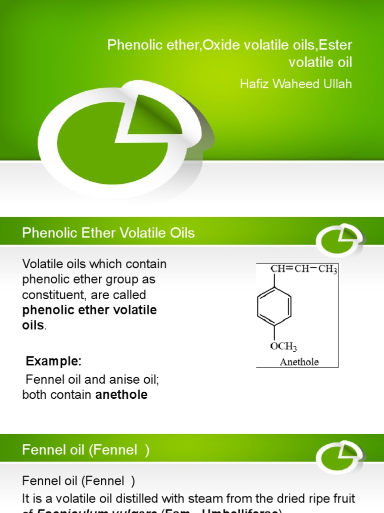 Phenolic Ether, Oxide Volatile Oils, Ester Volatile Oil: Hafiz Waheed ...