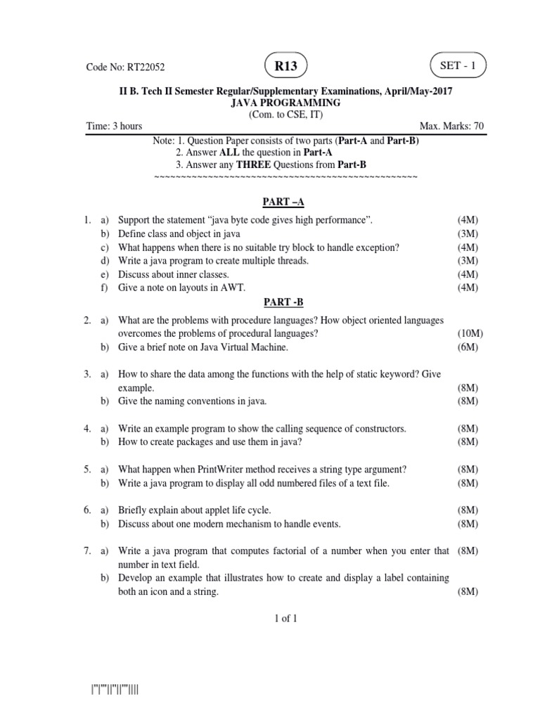 Java Programming Question Paper | Download Free PDF | Java (Programming Language) | Class ...