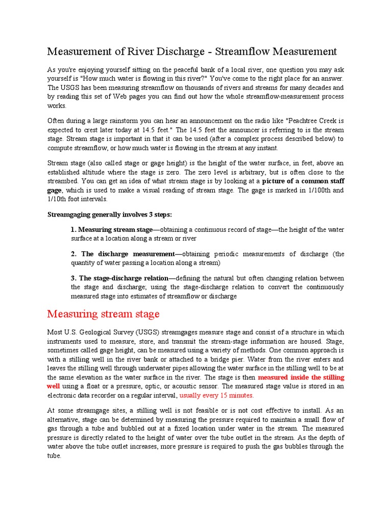 River Discharge Measurement Methods | PDF | River | Discharge (Hydrology)
