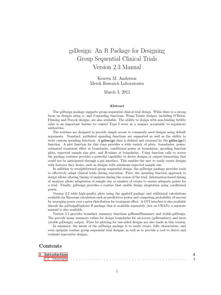 Gsdesign: An R Package For Designing Group Sequential Clinical Trials ...