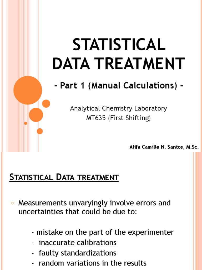 Statistical Data Treatment: - Part 1 (Manual Calculations) | PDF ...