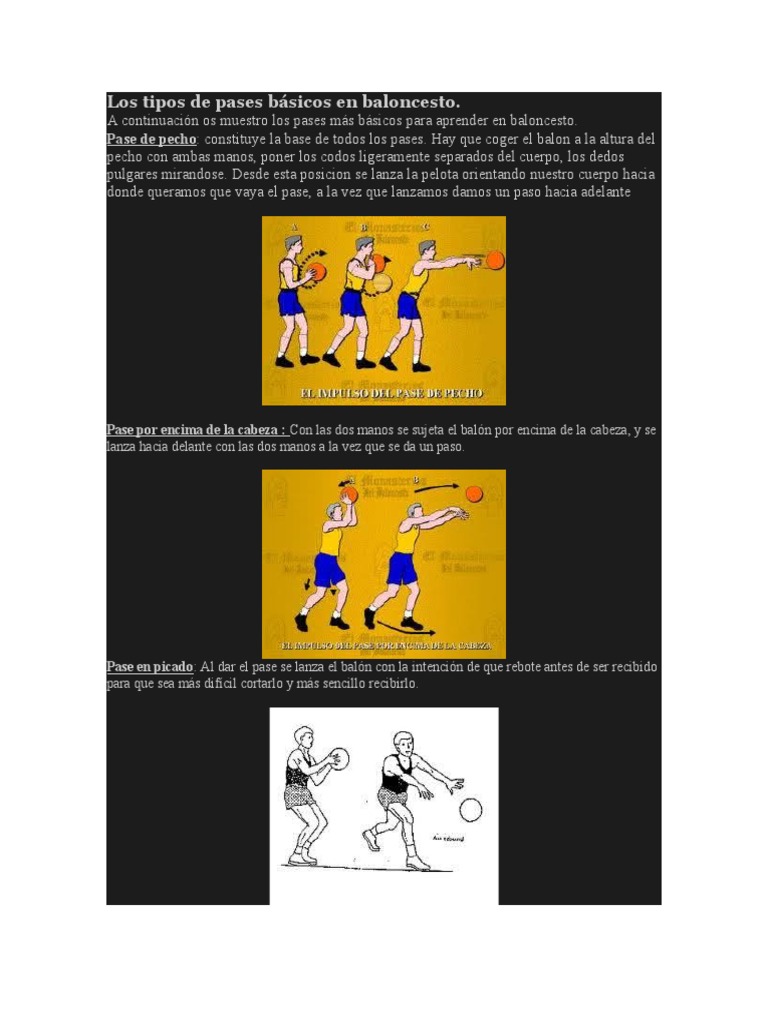 Los Tipos de Pases Básicos en Baloncesto | PDF