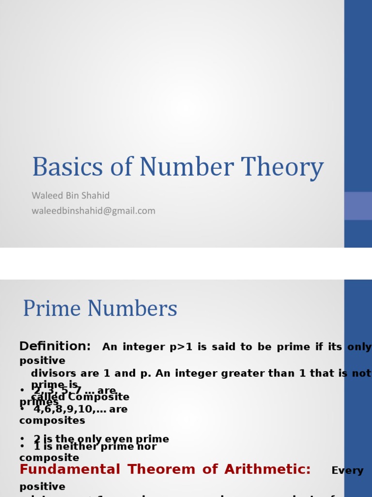 Introduction to Number Theory Concepts | PDF | Integer | Mathematical ...