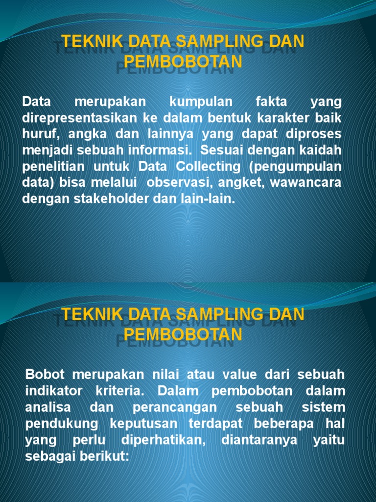 Teknik Sampling dan Pembobotan Data | PDF | Teknologi & Rekayasa