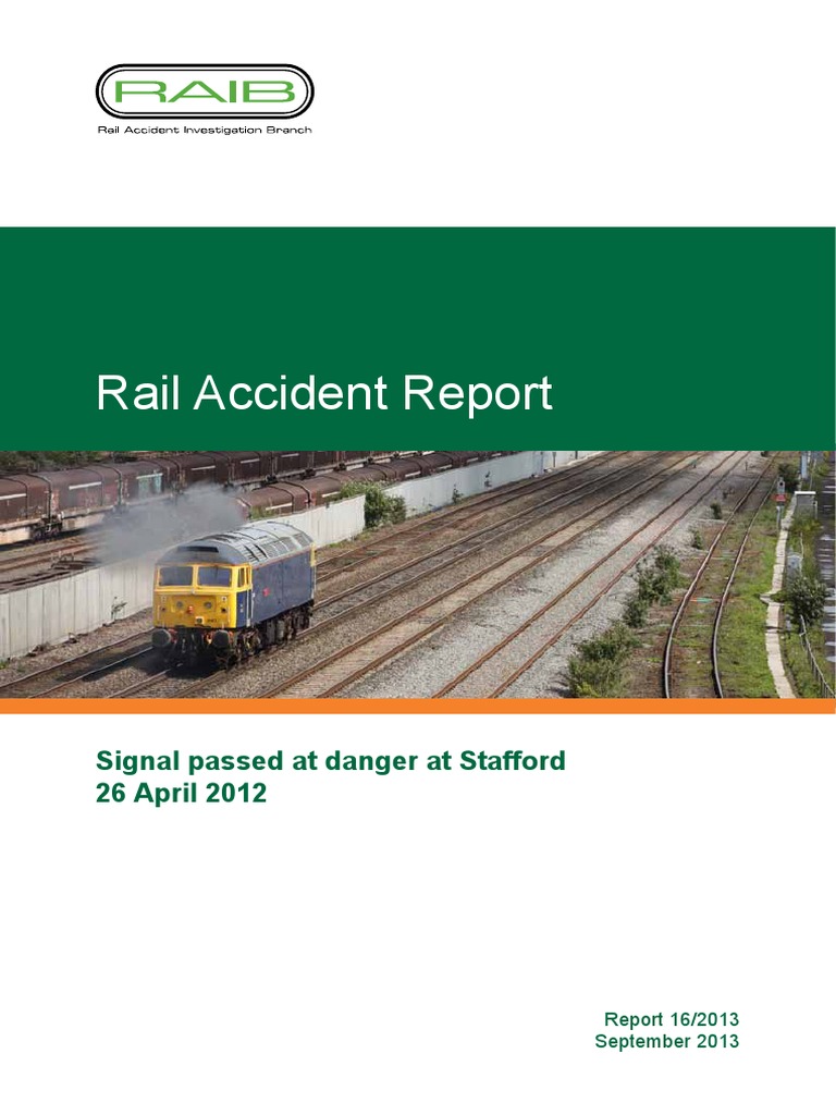 Rail Accident Report: Signal Passed at Danger at Stafford 26 April 2012 ...