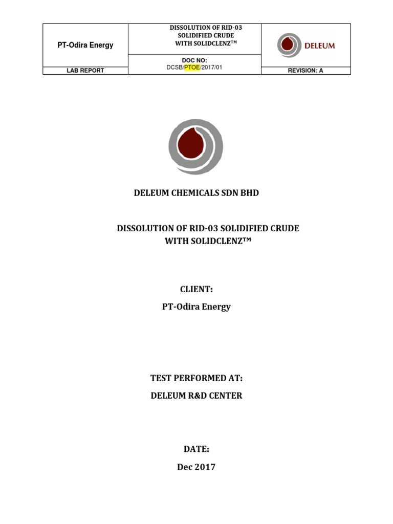 Deleum Chemicals SDN BHD: PT-Odira Energy | PDF | Wax | Petroleum