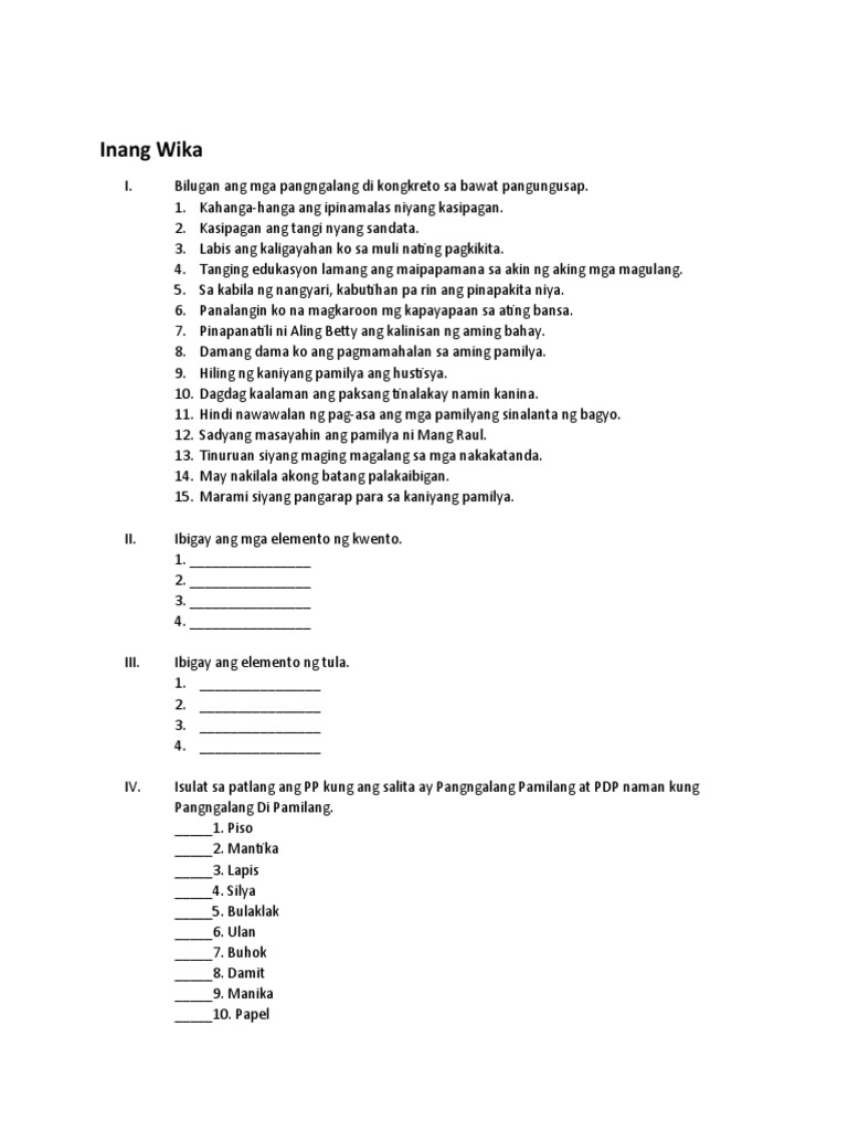 Inang Wika Grade 3 | PDF
