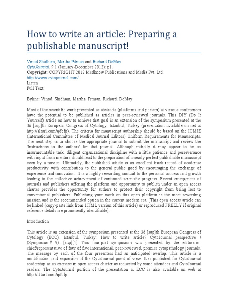 How To Write An Article | PDF | Hypothesis | Null Hypothesis