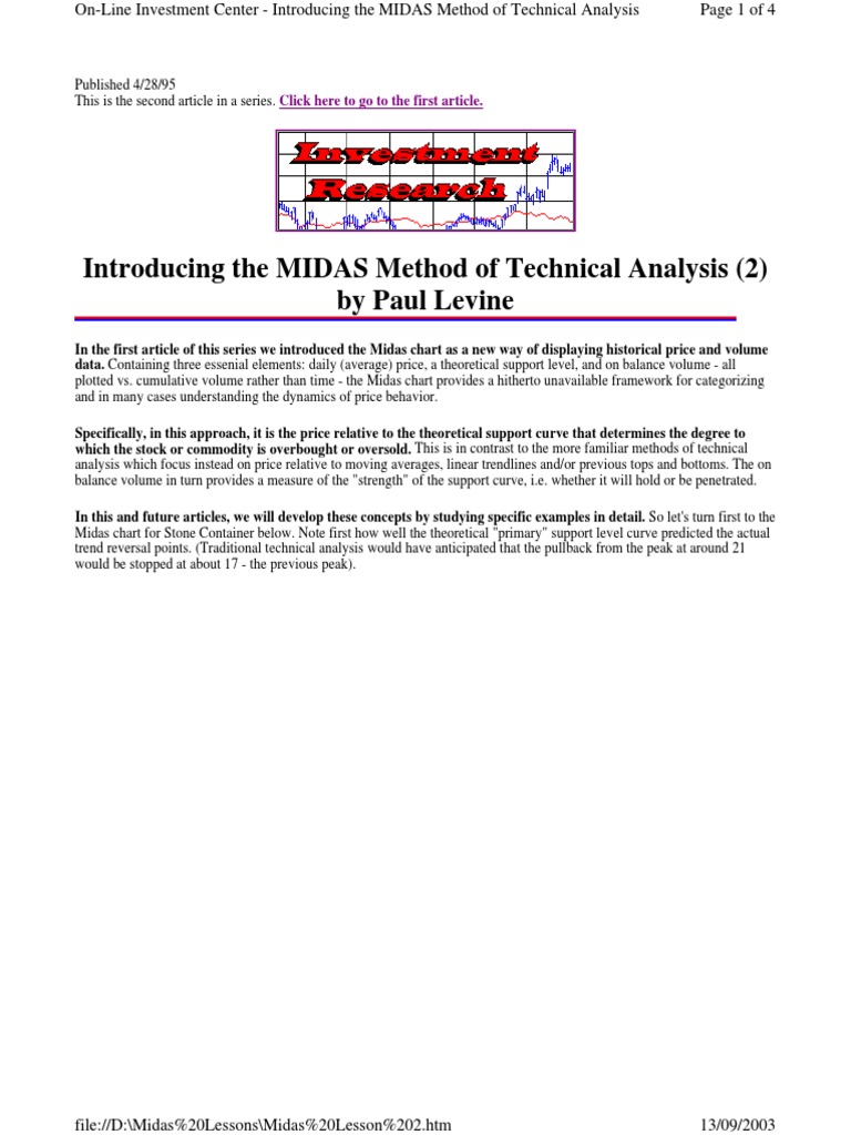 Introducing The MIDAS Method of Technical Analysis Lesson 2 | PDF ...