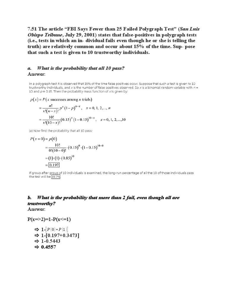 Obispo Tribune, July 29, 2001) States That False-Positives in Polygraph ...