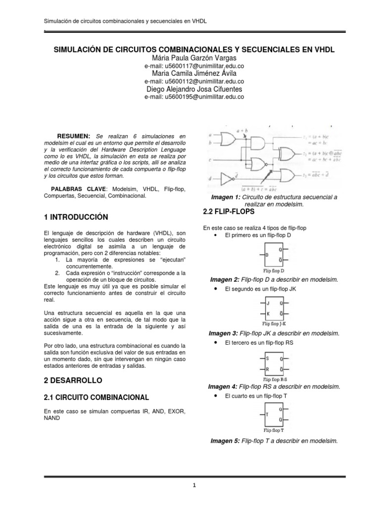 Simulación y modelado de circuitos combinacionales y secuenciales en VHDL | PDF | Vhdl ...