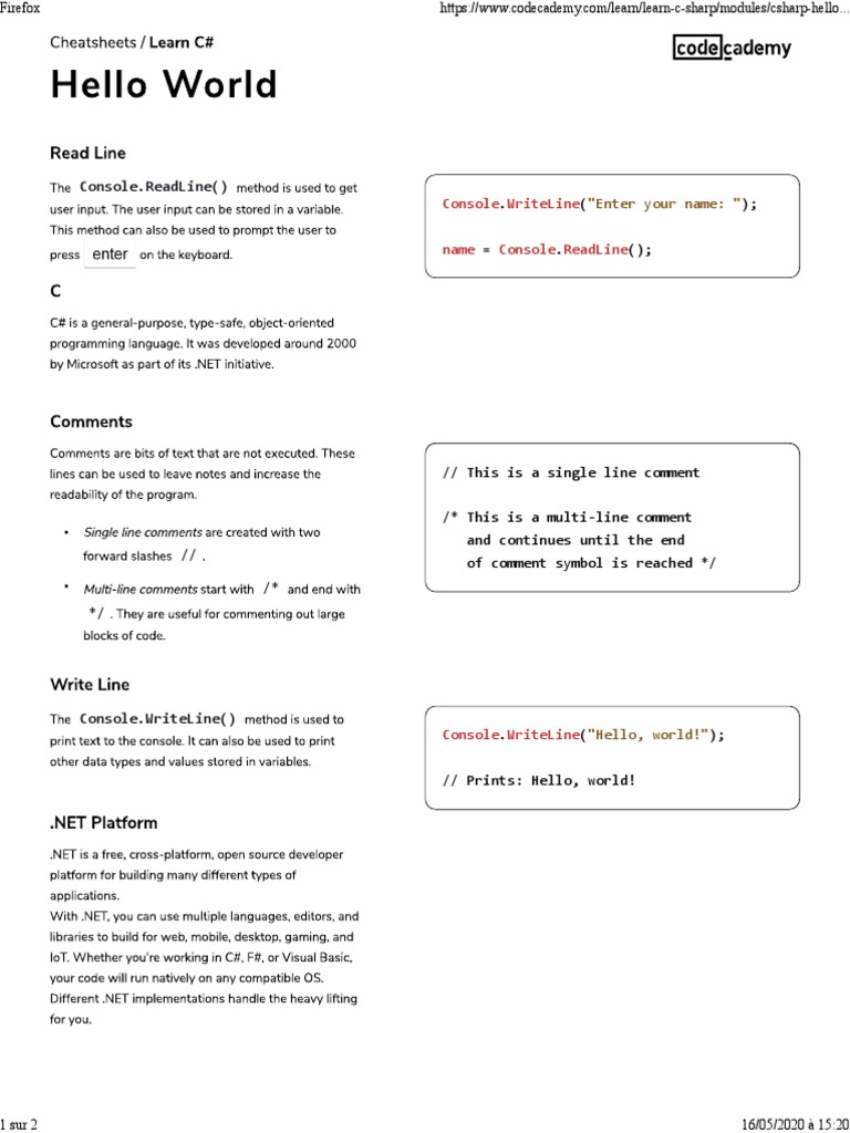 Console Writeline Name Console Readline | PDF