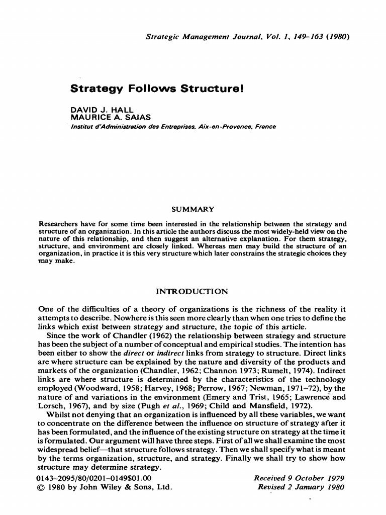 Strategy Follows Structure PDF | PDF | Perception | Mergers And ...