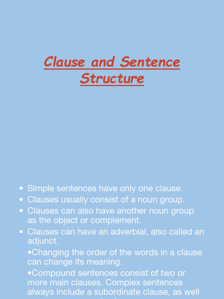Clause and Sentence Structure | PDF | Clause | Verb
