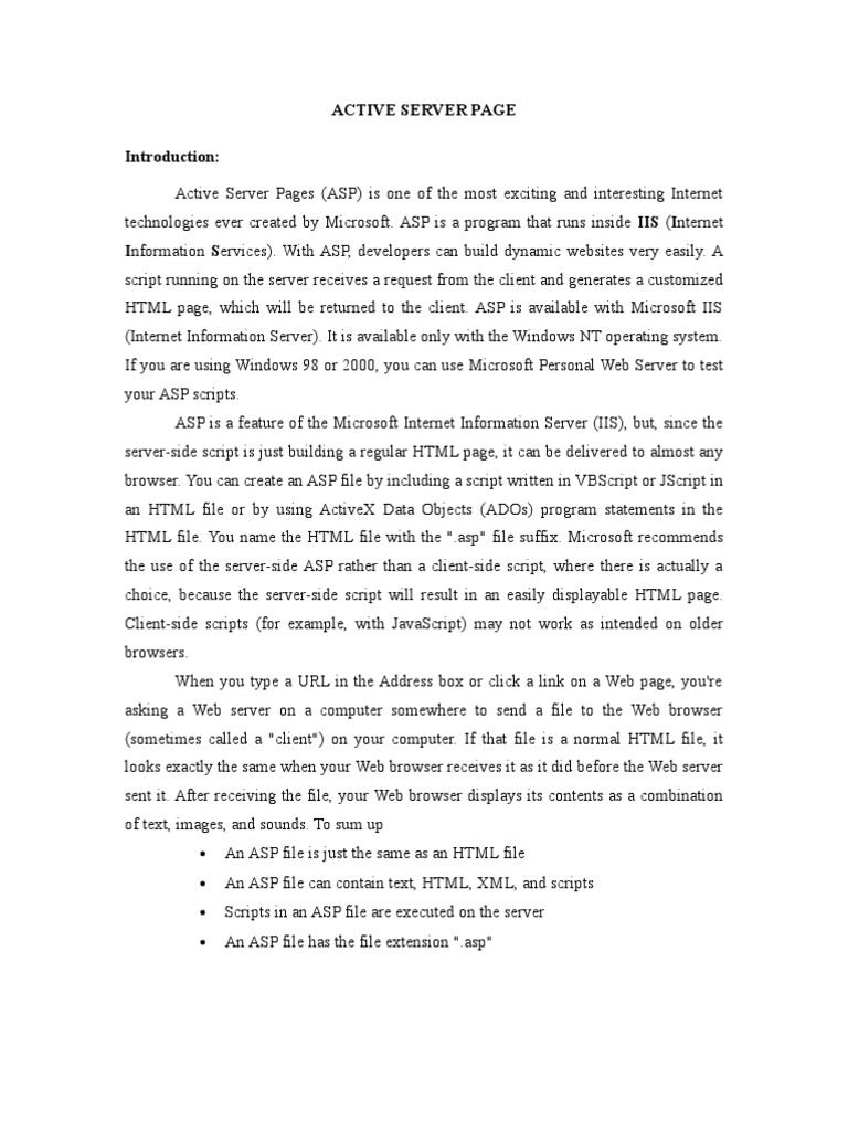 Active Server Page | Download Free PDF | Active Server Pages | Web Server