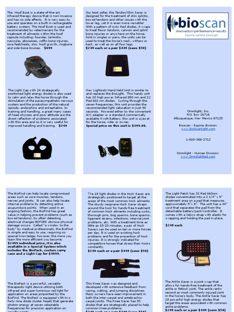 Bioscan Equine Therapy Devices Overview | PDF | Horses | Injury
