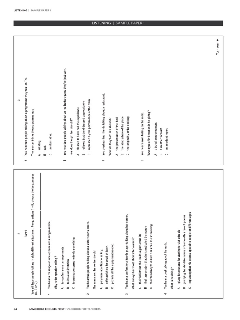 FIRST 2015 - Listening - SAMPLE 1 | PDF