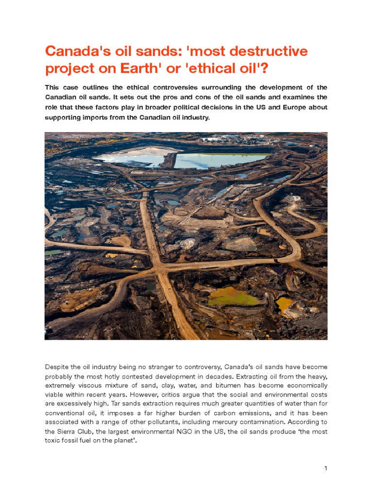 Pros and Cons of Canada's Oil Sands | PDF | Oil Sands | Keystone Pipeline