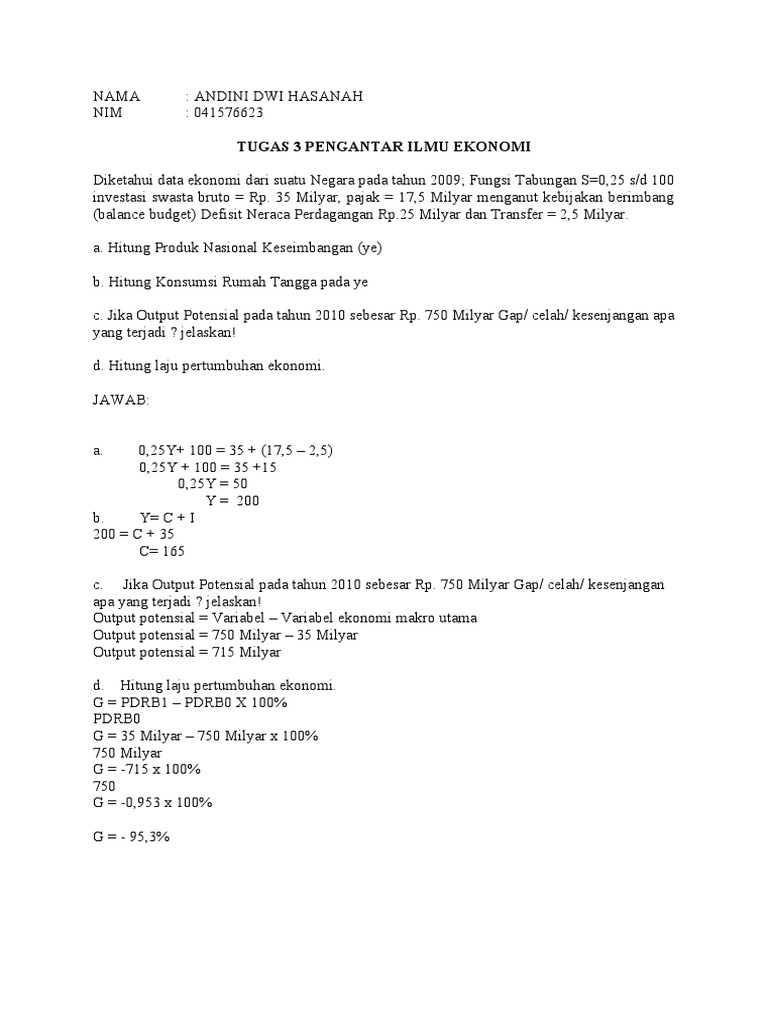 Tugas 3 Pengantar Ilmu Ekonomi | PDF
