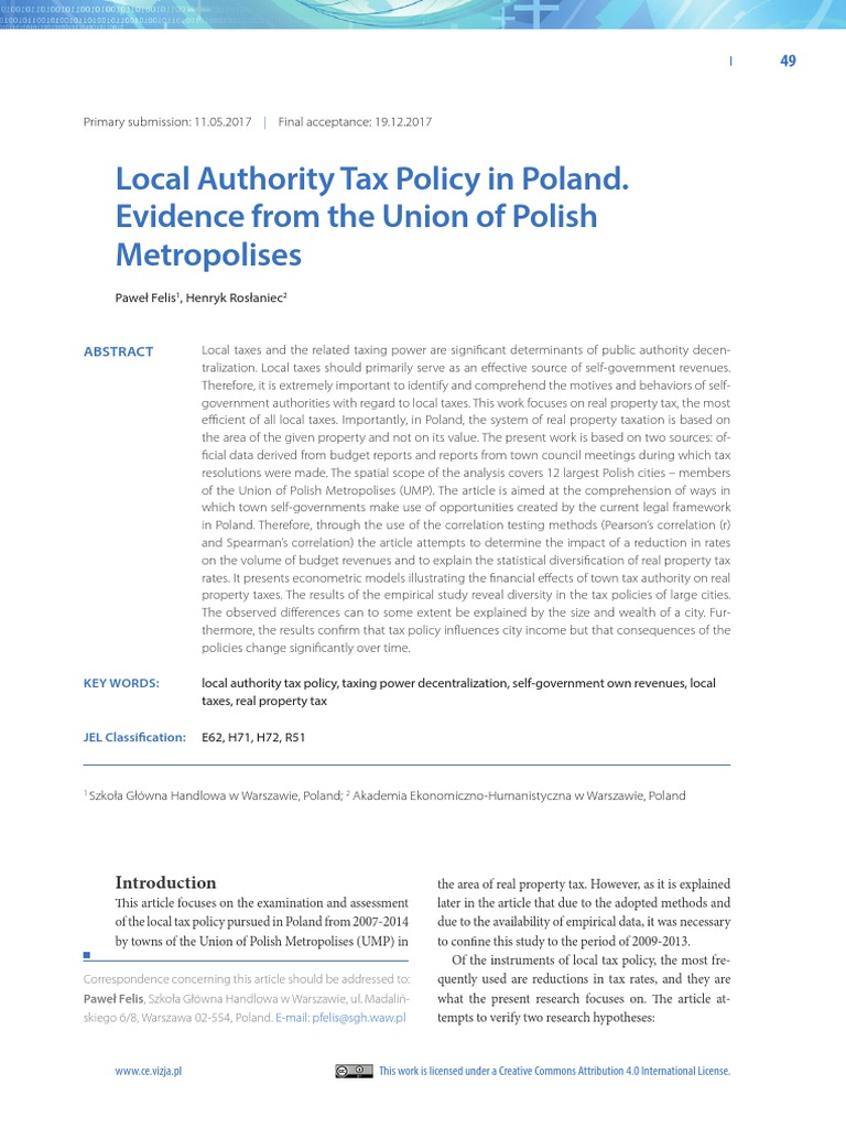 Local Authority Tax Policy in | PDF | Correlation And Dependence | Taxes