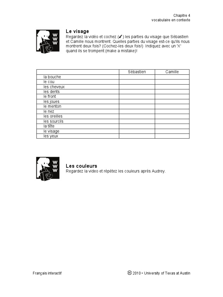 Parties du visage en français | PDF | Visage | Anatomie humaine
