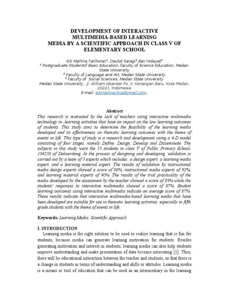 Development of Interactive Multimedia-Based Learning Media by A Scientific Approach in Class V ...