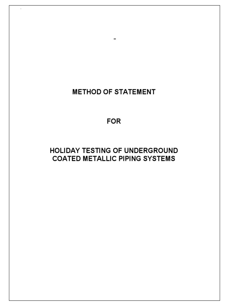 Method of Statement Holiday Testing | PDF | High Voltage | Electricity