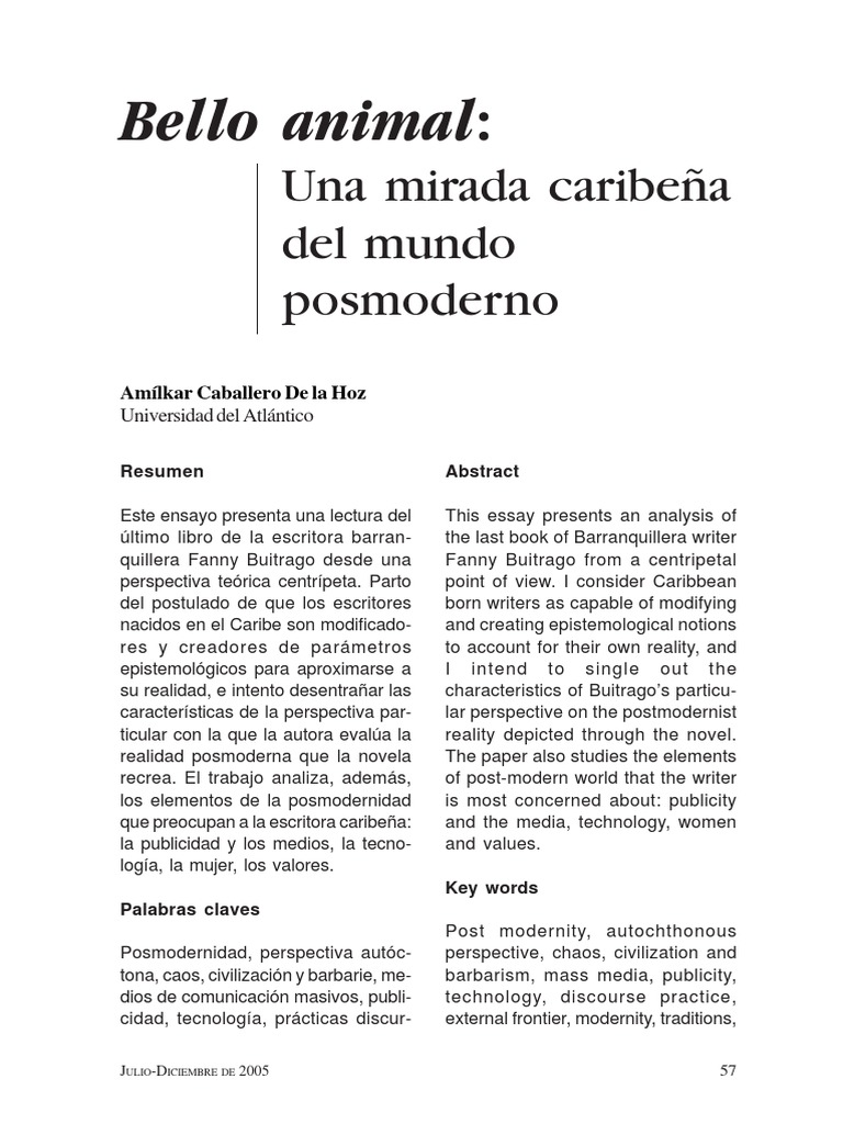 Lo Posmoderno en Bello Animal | PDF | Colombia | Science
