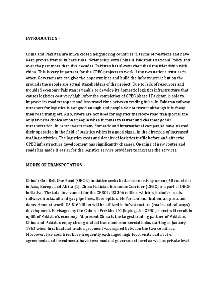 Cpec Assignment | PDF | Transport | Trade
