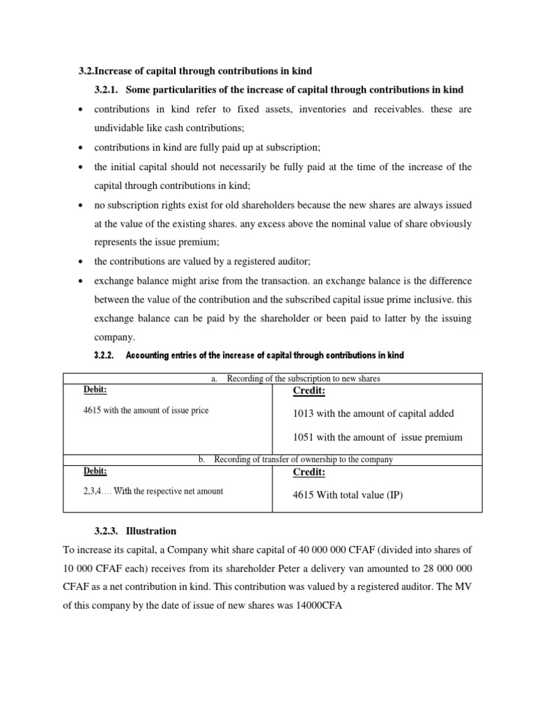 Increase of Capital Through Contributions in Kind and Incorporation of ...