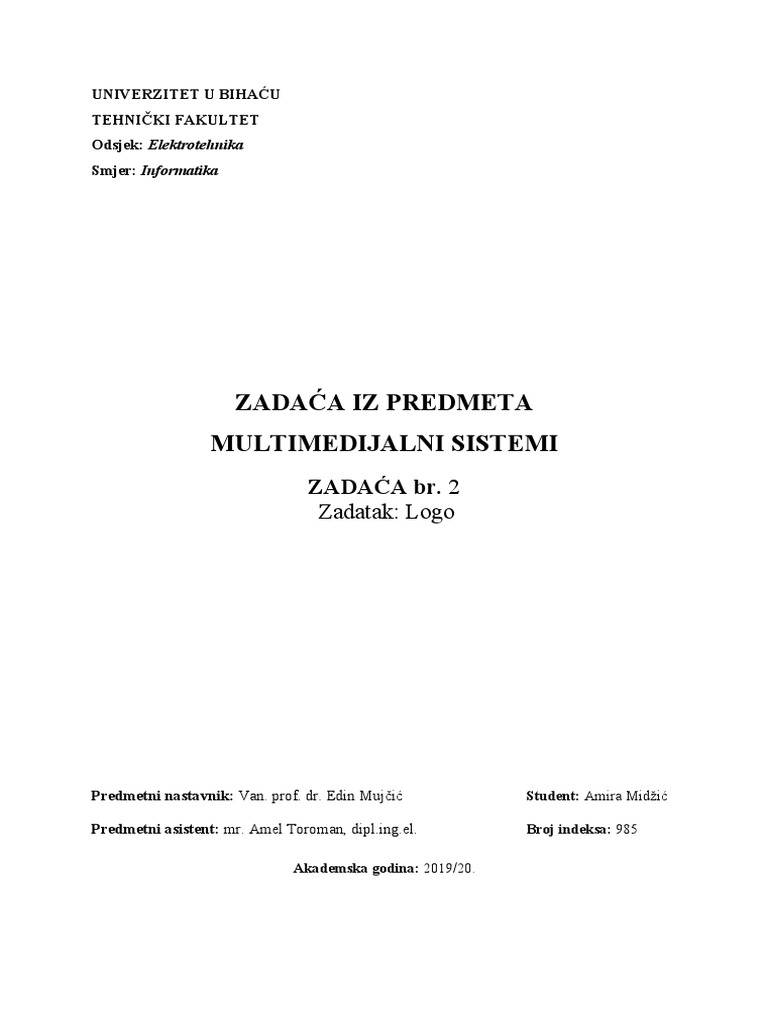 Amira Midzic 985 Zadaca III | PDF