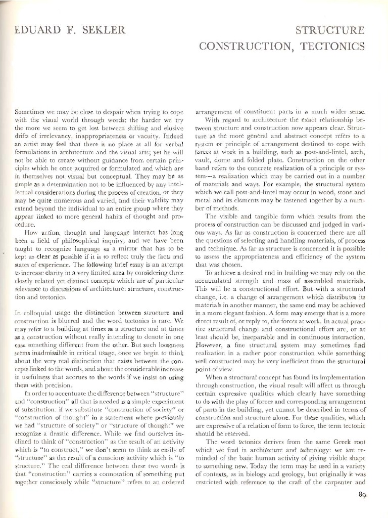 Tectonics in Architecture Explained | PDF