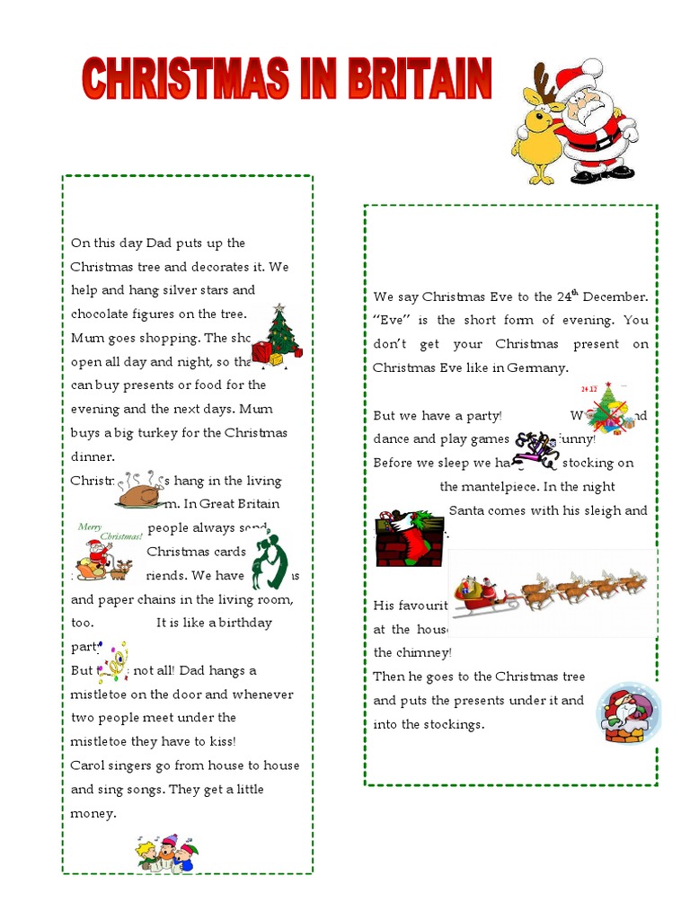 Christmas in Britain Reading Comprehension Exercise | PDF