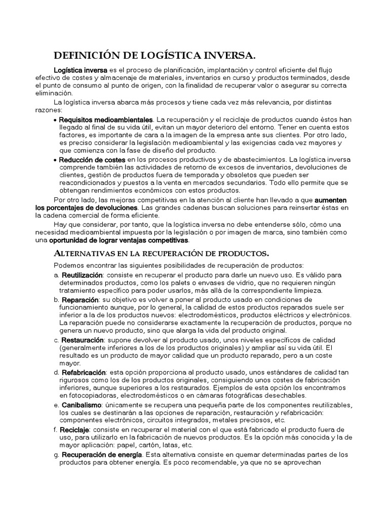 Tema 6. Logistica Inversa | PDF | Logística | Residuos