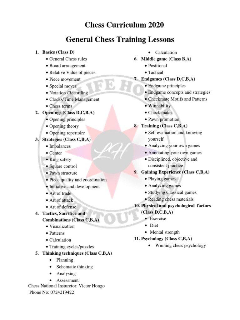 Chess Curriculum General PDF | PDF | Chess | Gaming
