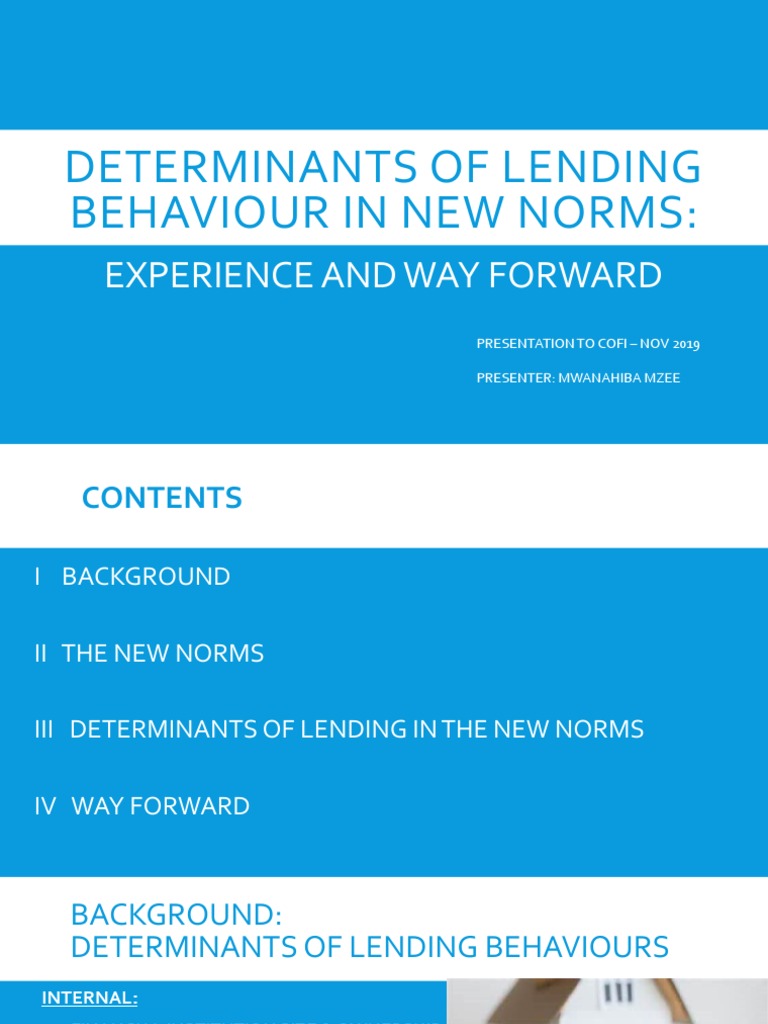 Determinants of Lending Behaviour New Norms Experience and Way Forward ...