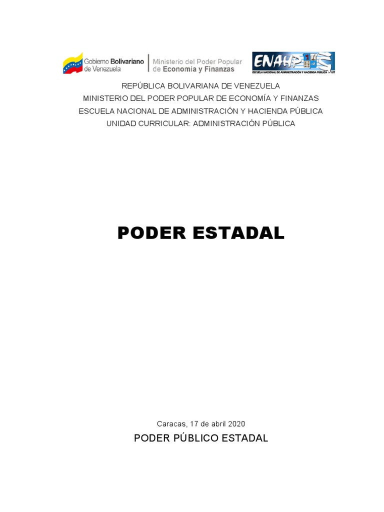 Estructura del Poder Estadal en Venezuela | PDF | Estado (política ...