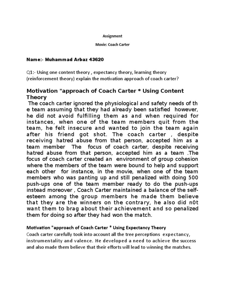 Coach Carter's Motivational Strategies | PDF | Motivation | Motivational