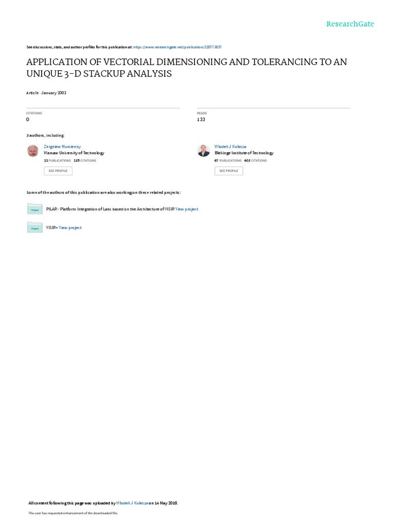 Application of Vectorial Dimensioning and Tolerancing To An Unique 3-D ...