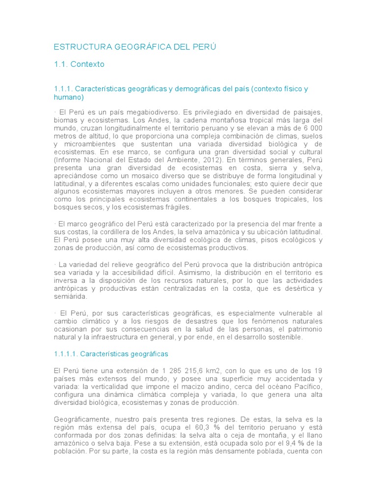 Estructura Geográfica Del Perú | PDF | Perú | Ecosistema