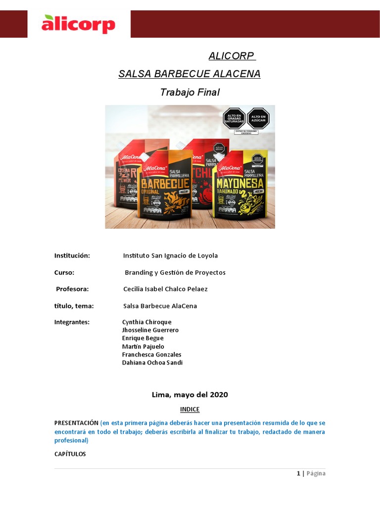 ALICORP - Salsa Barbacue2 | PDF | Marca | Salsa