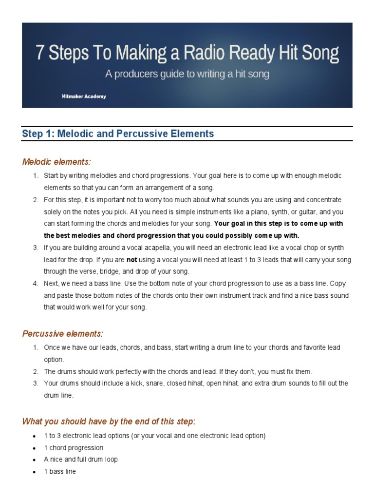 7 Steps To Making A Hit EDM Song | PDF | Song Structure | Sound