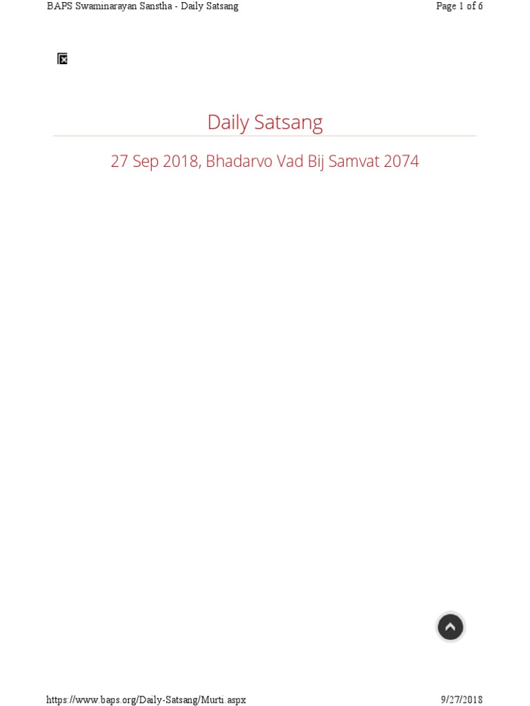 BAPS Swaminarayan - Daily Satsang | PDF | Religion And Belief