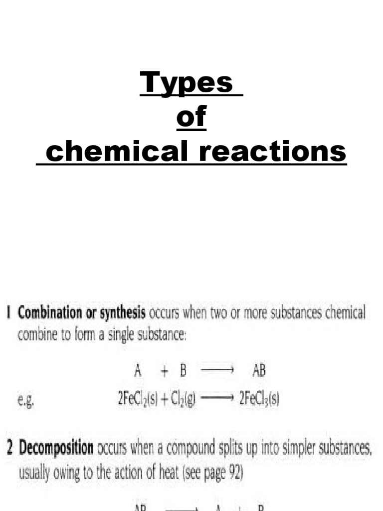 Types of Reactions | PDF